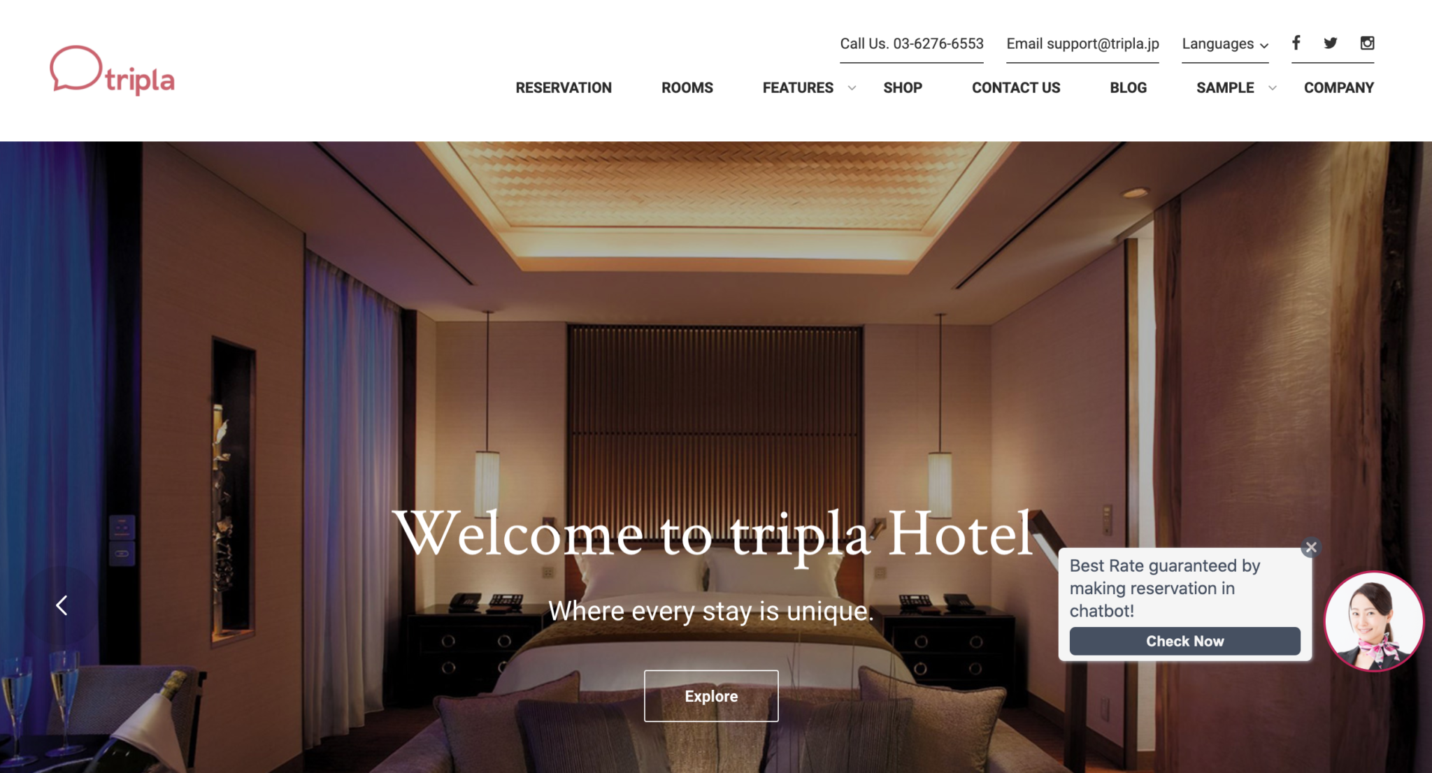 tripla官方網站 | tripla provides AI chatbot with all of industries. More than 800 hotels use AI chatbot.